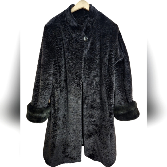 Dennis Blasso | Jackets & Coats | Dennis Basso Black Faux Fur Coat 2x ...